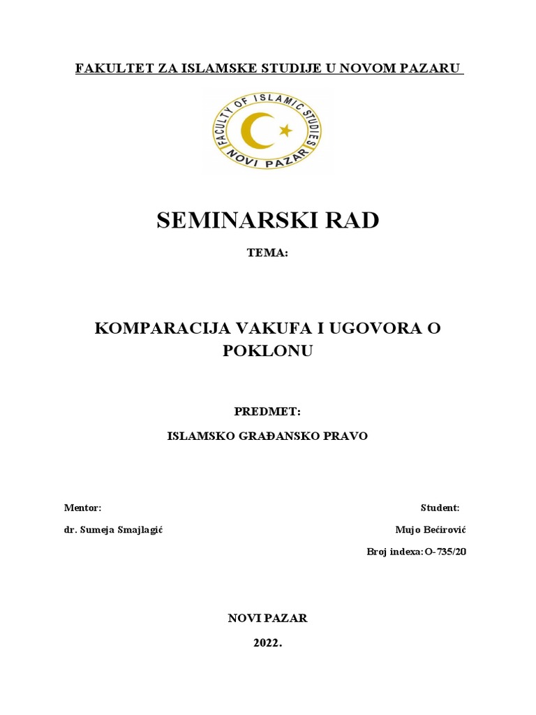 Komparacija Vakufa I Ugovora o Poklonu | PDF