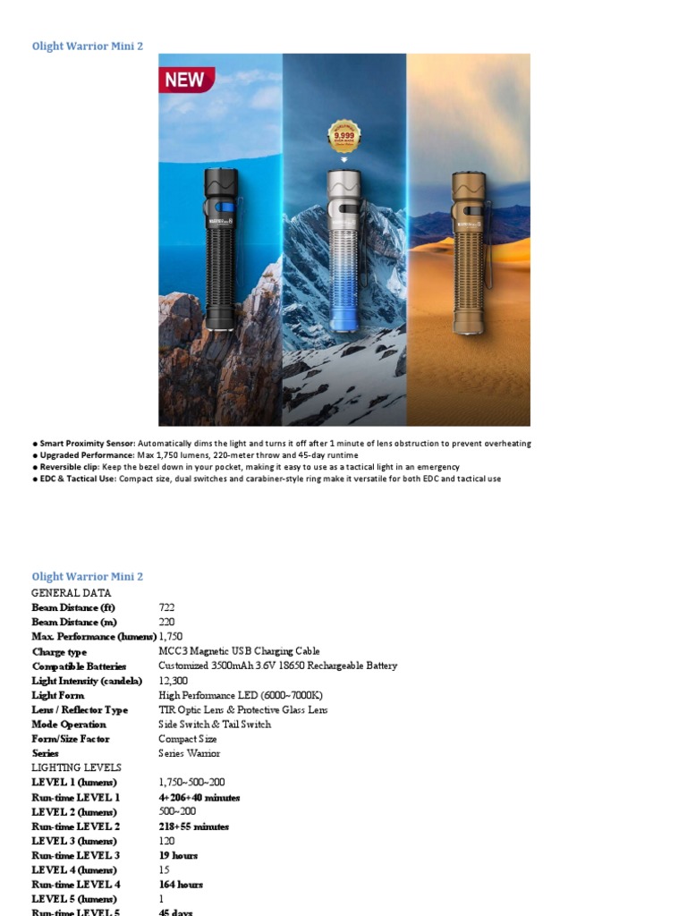 Warrior Mini 2 Datasheet | PDF | Flashlight | Equipment