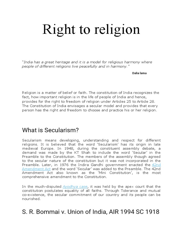 Article 25 | PDF | Freedom Of Religion | Secularism