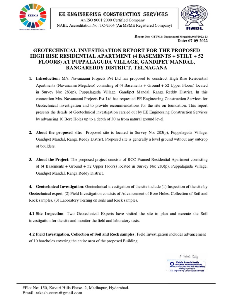 Geotechnical Report for Navanaami Megaleio | PDF | Geotechnical ...