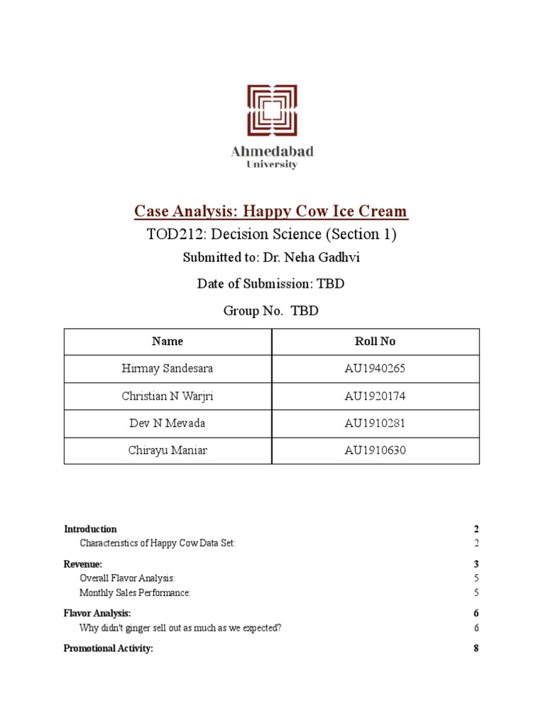 Case Analysis - Happy Cow Ice Cream | PDF | Retail | Ice Cream