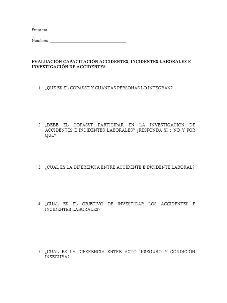 Copasst, Funciones e Investigación de Accidentes | PDF