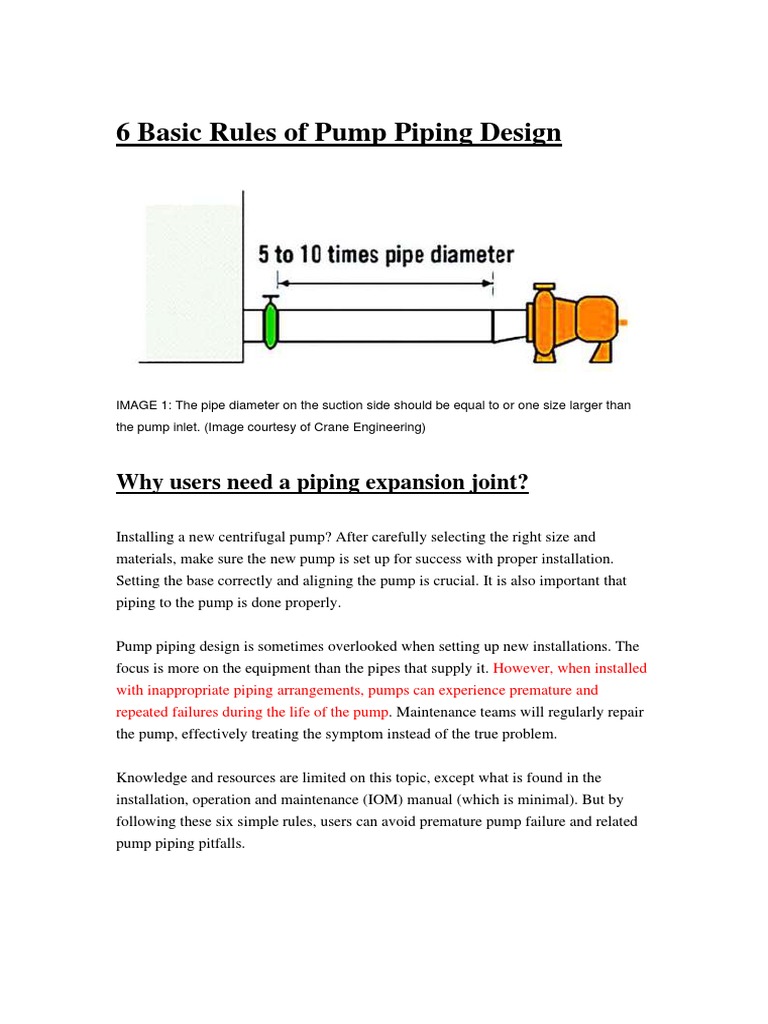 Pump Piping Design: 6 Essential Rules | PDF | Pump | Pipe (Fluid ...