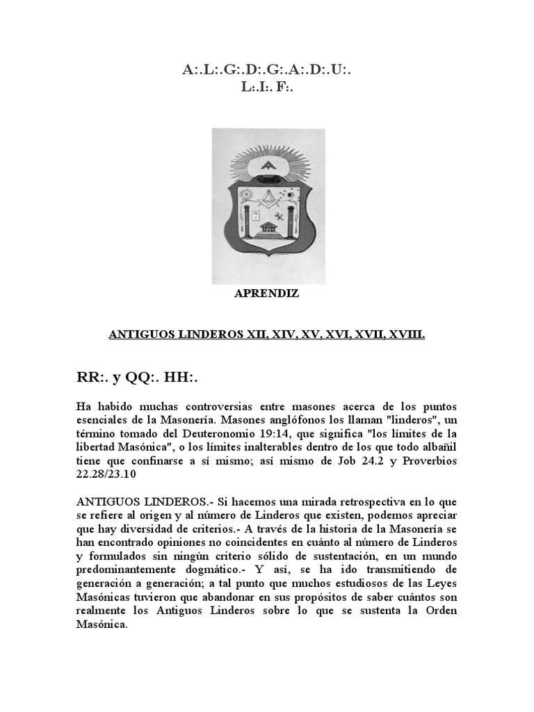 Significado de los Linderos Masónicos | PDF | Masonería