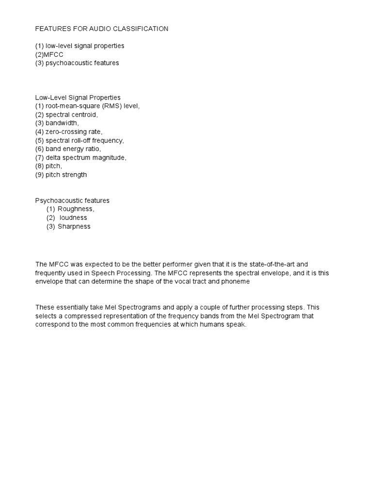 Features For Speech Classification and Recogination | PDF