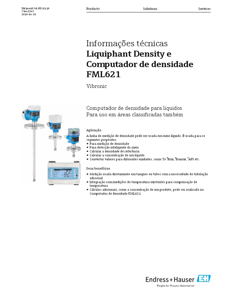 Liquiphant Density FML621 | PDF | Fonte de energia | Temperatura