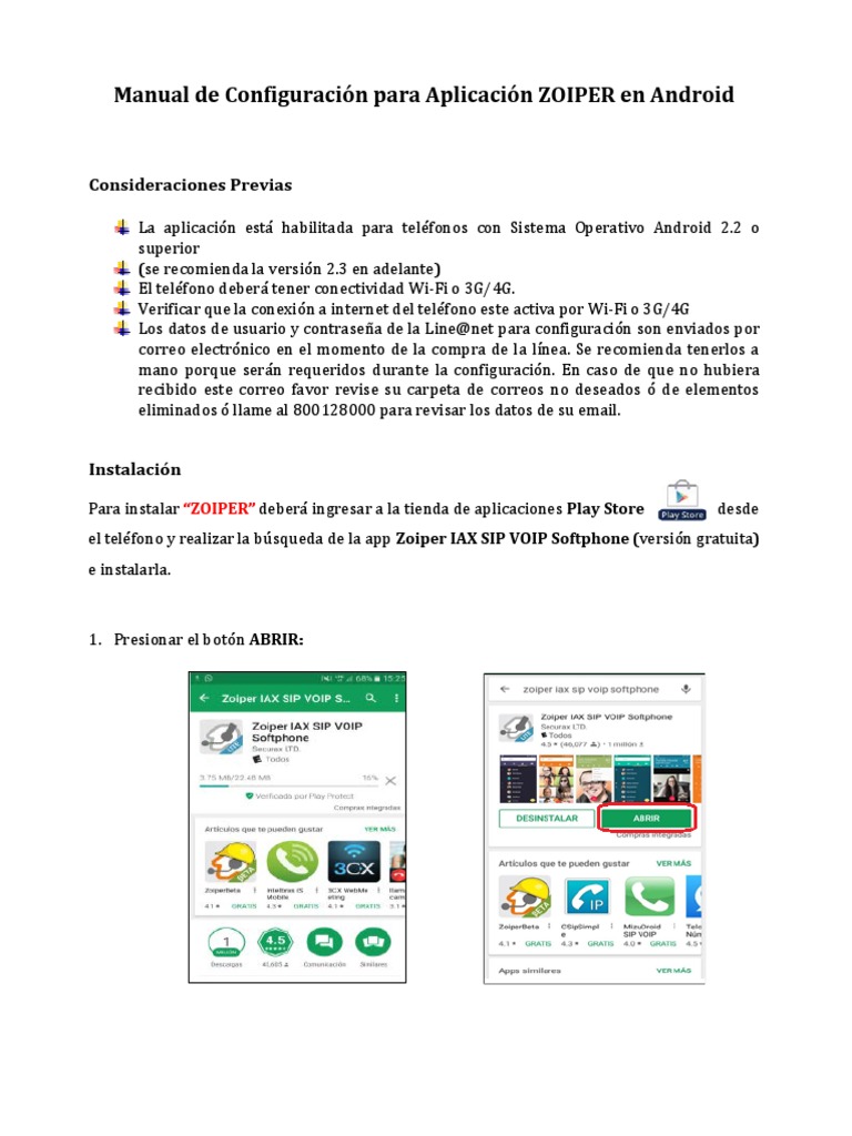 Configura Zoiper en Android Fácilmente | PDF | Contraseña | Android (sistema operativo)