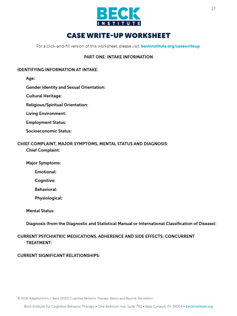 Case Write-Up - Beck Institute - Worksheet-Packet - 2020-18-23 | PDF ...