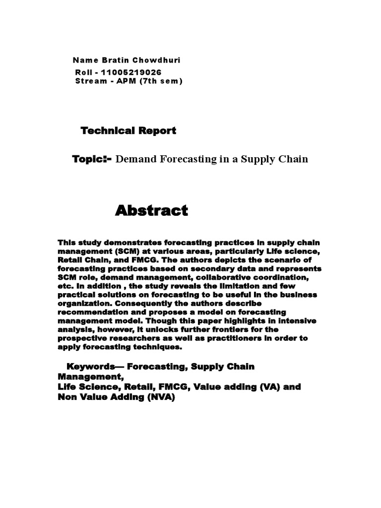 SCM Technical Report | PDF | Supply Chain Management | Supply Chain