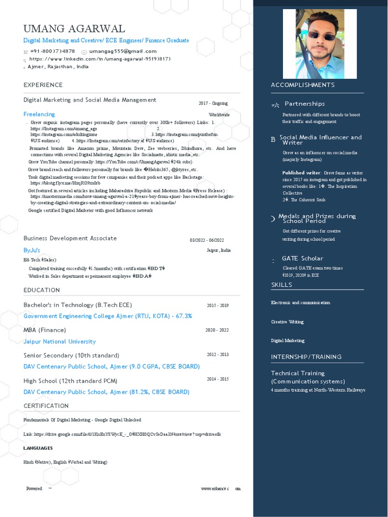 Umang Resume New | Download Free PDF | Digital Marketing | Communication