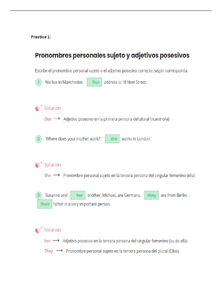 Unidad 4. Actividad 1. Entregable Possessive Adjectives | PDF