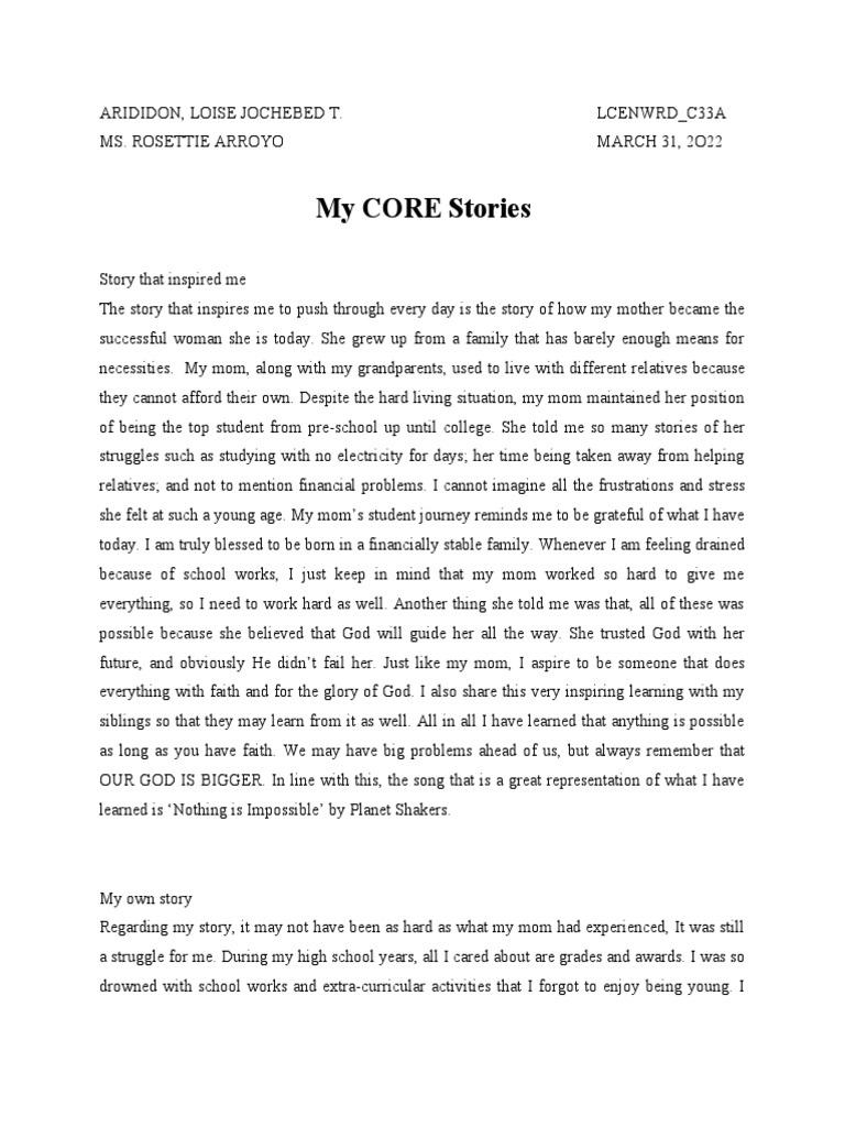 My Core Stories | PDF