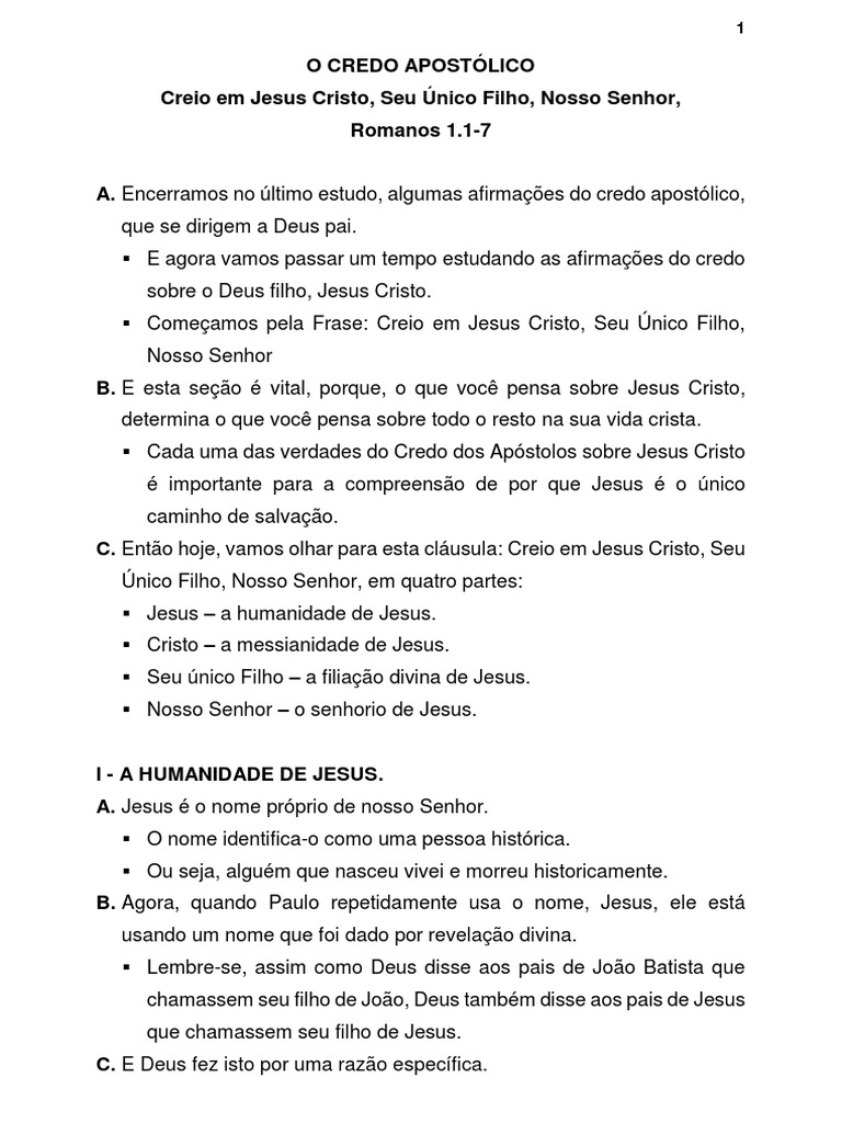 4 - Creio em Jesus Cristo, Seu Único Filho, Nosso Senhor | PDF | Jesus | Messias