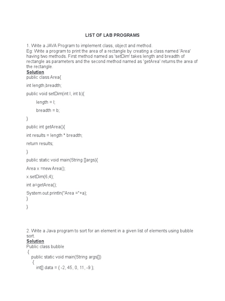 Java Lab List | PDF | String (Computer Science) | Method (Computer ... Java Lab List | PDF | String (Computer Science) | Method (Computer ...