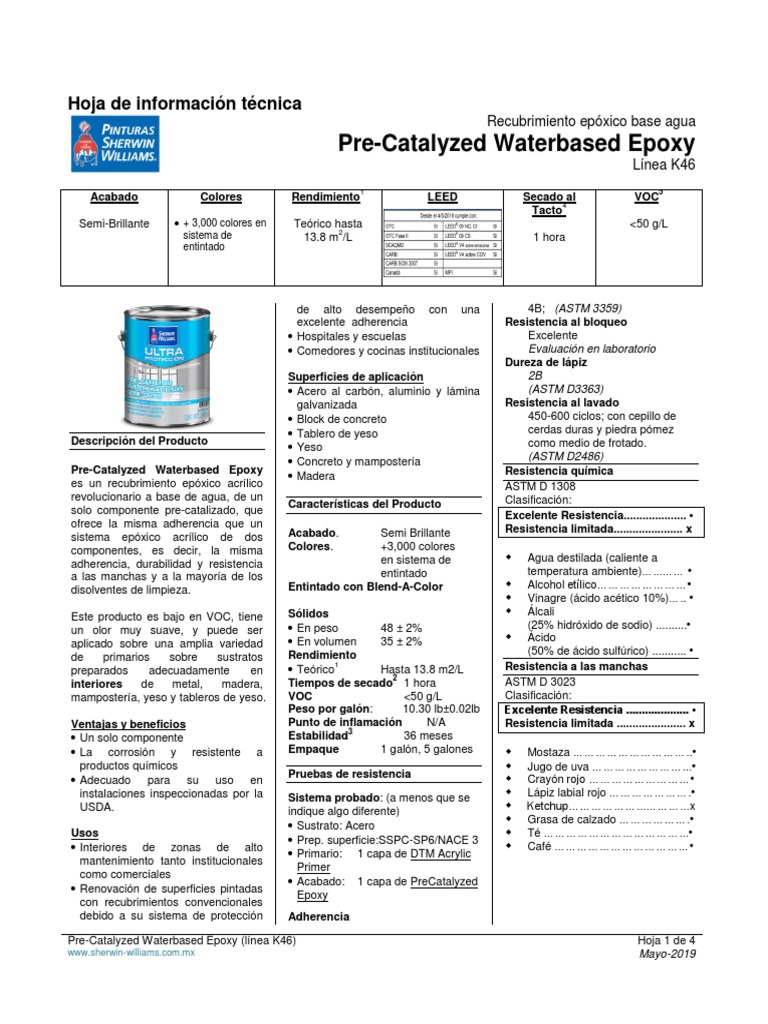K46 Pre Catalyzed Waterbased Epoxy 2019 | PDF