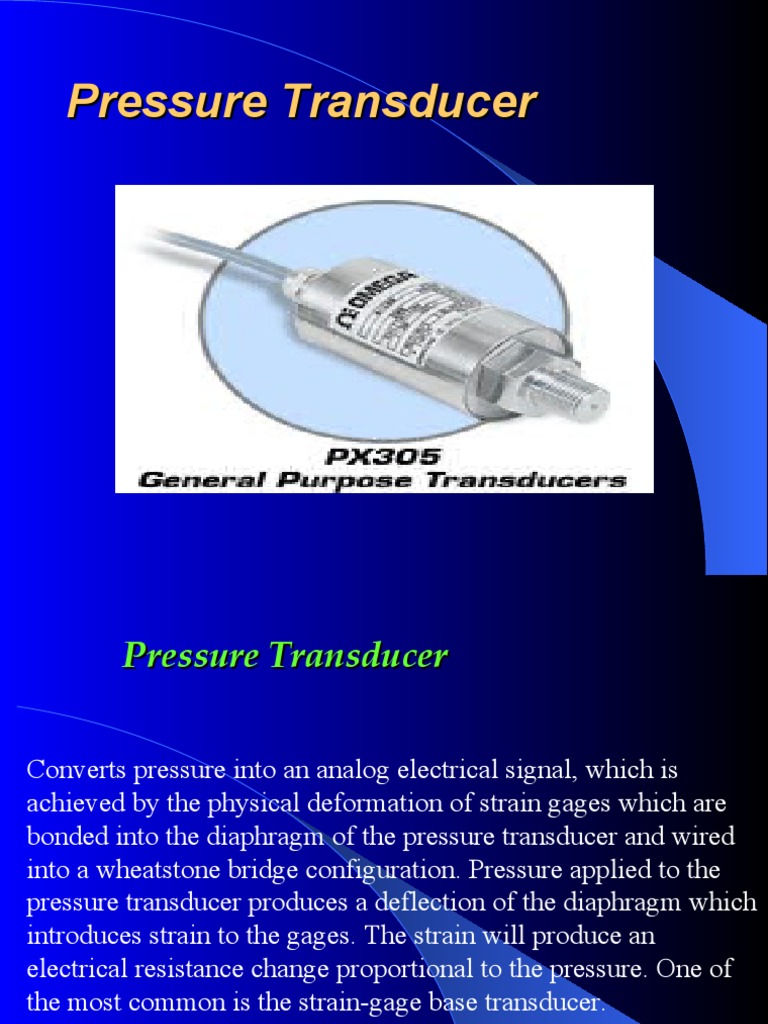 Overview of Pressure Transducers | PDF | Electrical Engineering ...
