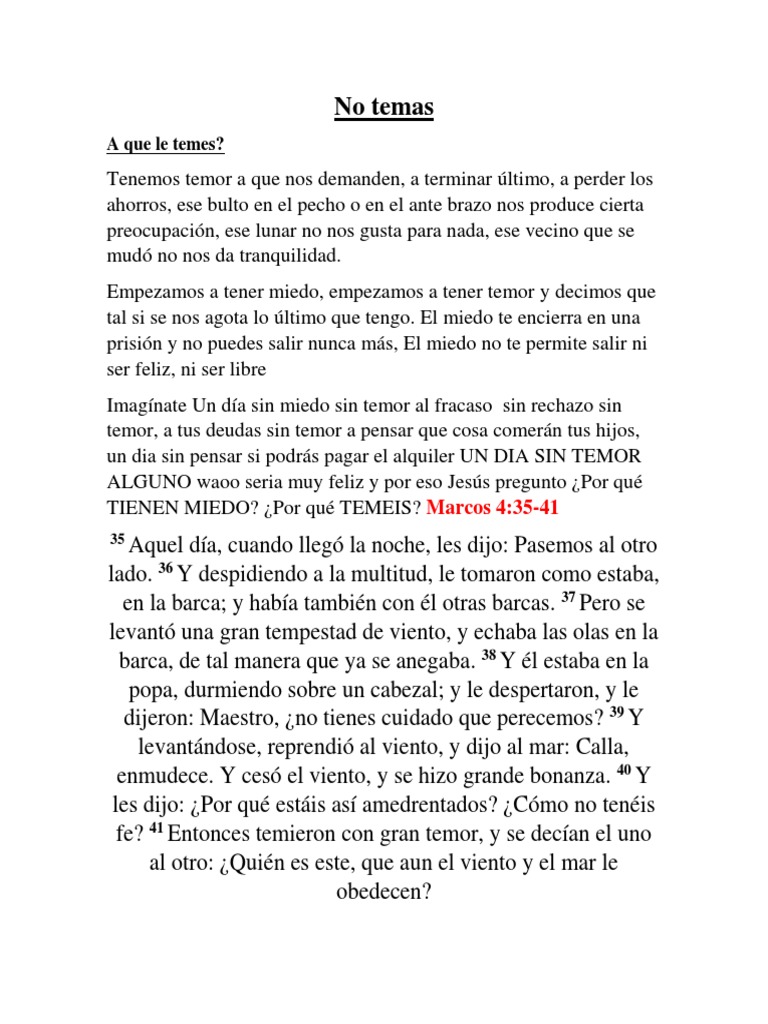 No temas: Superando el miedo en fe | PDF