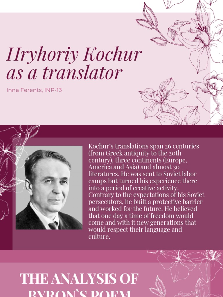 Hryhoriy Kochur As A Translator | PDF | Linguistic Typology | Cognition