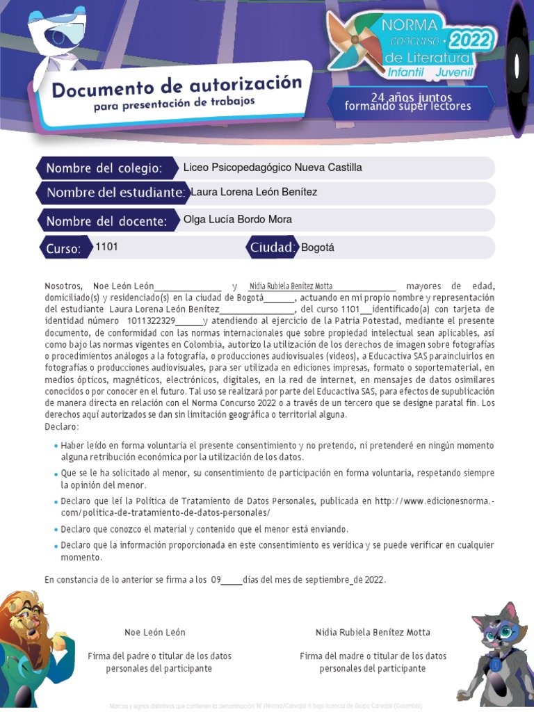 Documento de Autorización Norma Concurso 2022 | PDF