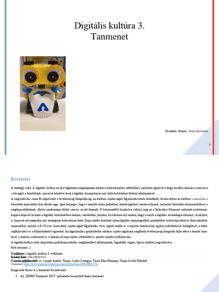 Digi Kultúra Tanmenet | PDF