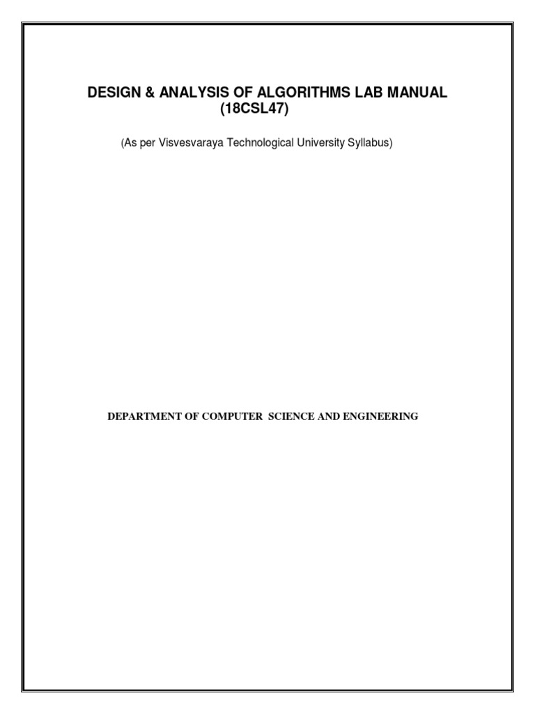 DAA Manual-Indira Final Cse 1 Compressed 1 | PDF | Computational Complexity Theory | Time Complexity
