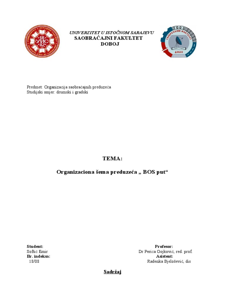 Organizaciona Struktura Preduzeca | PDF