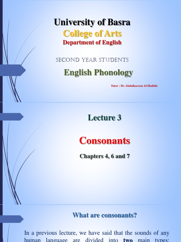 Lecture 3 English Consonants | PDF | Consonant | Linguistics