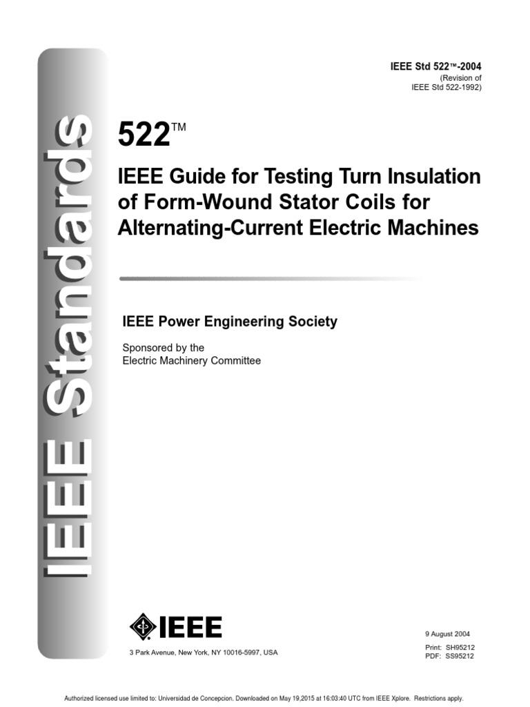 IEEE STD 522-2004 IEEE Guide For Testing Turn Insulation of Form-Wound ...