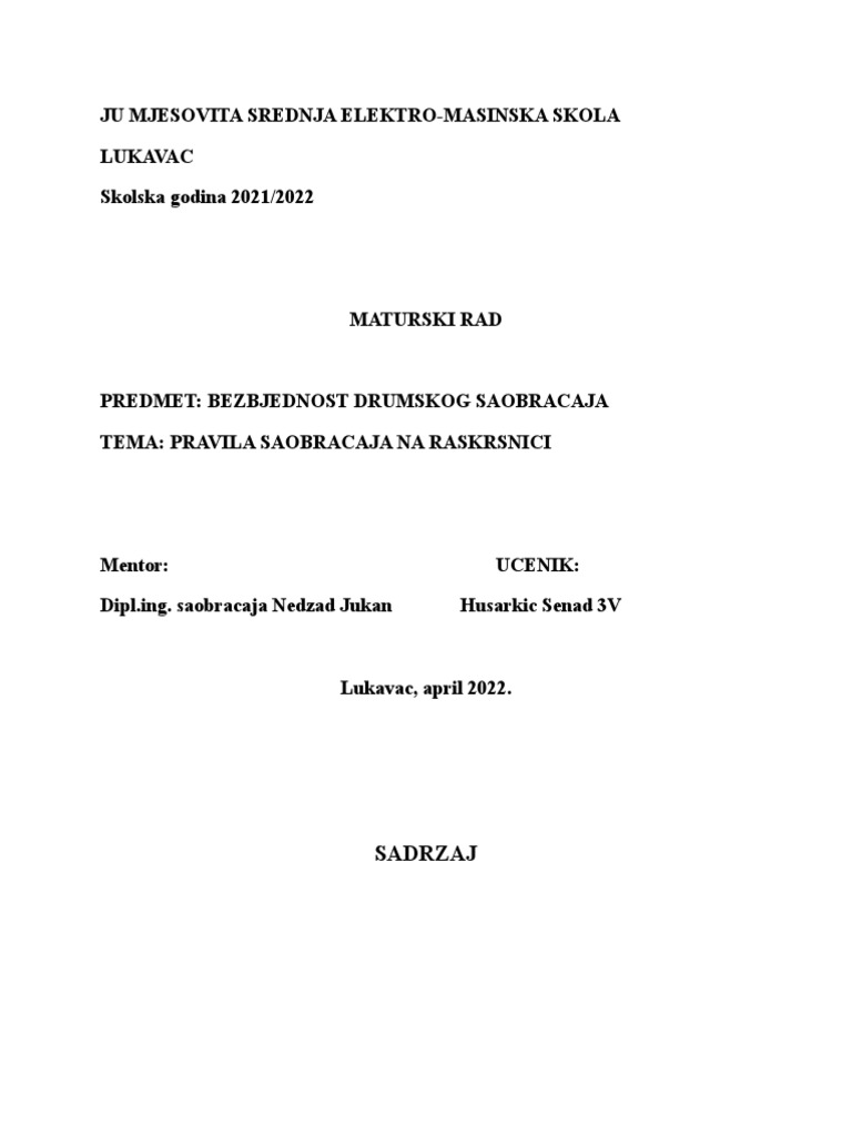 Maturski Ispit 3v Senad | PDF