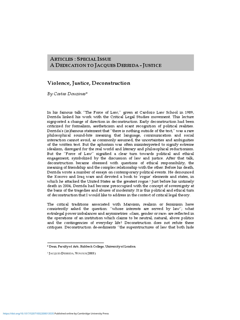 Violence Justice Deconstruction | PDF | Justice | Crime & Violence