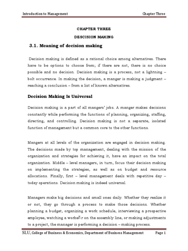 Chapter 3-1 | PDF | Decision Making | Cognition