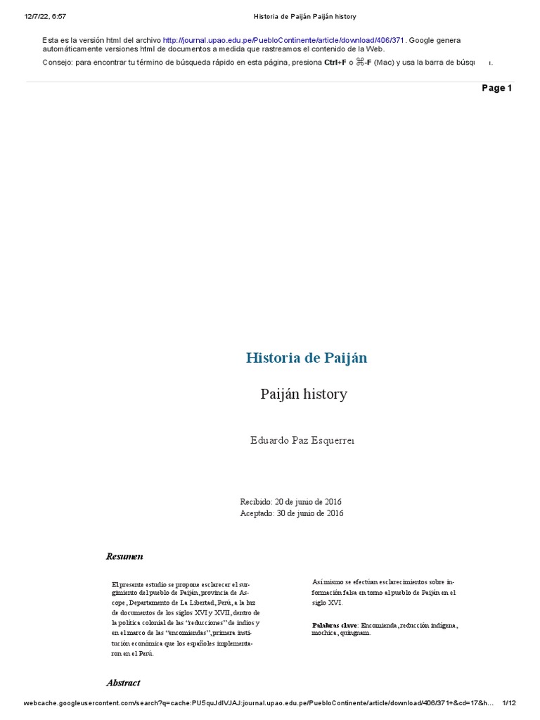 Historia de Paiján y su contexto colonial | PDF | Francisco Pizarro | Perú