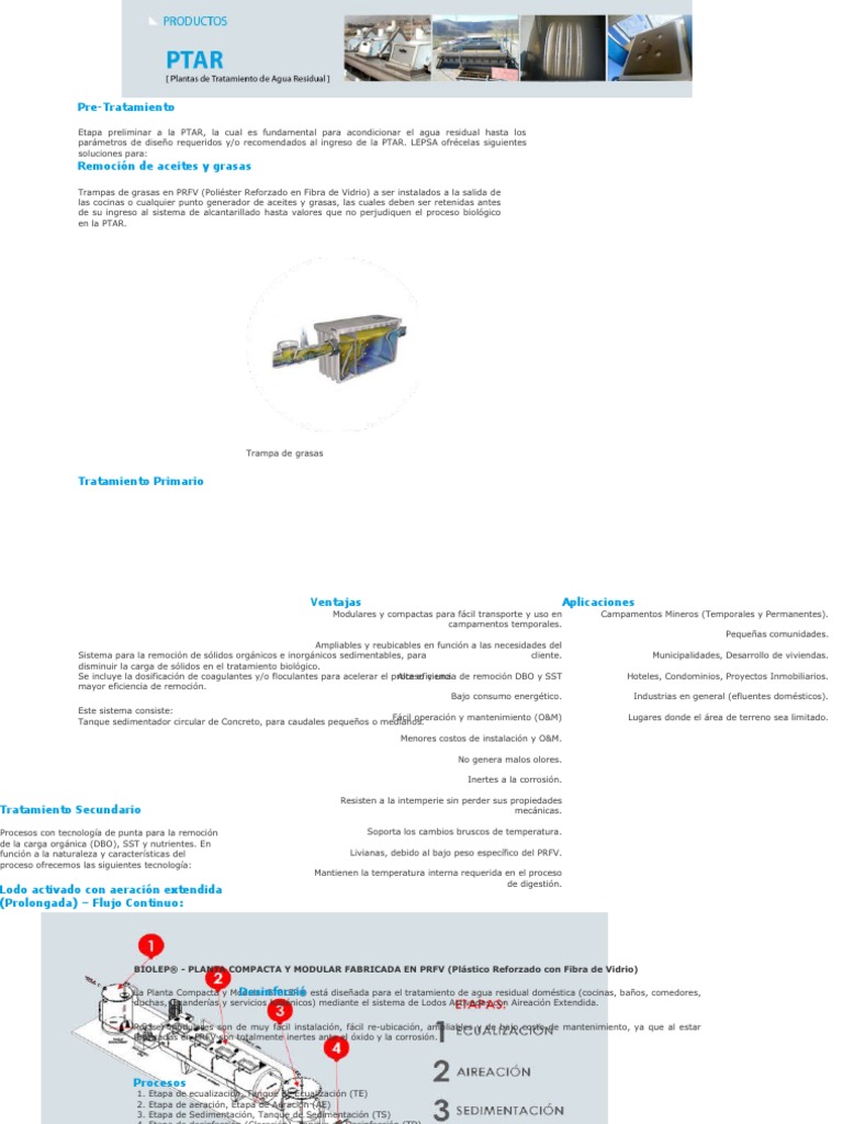 Tratamiento Ptar | PDF | Aguas residuales | Materiales
