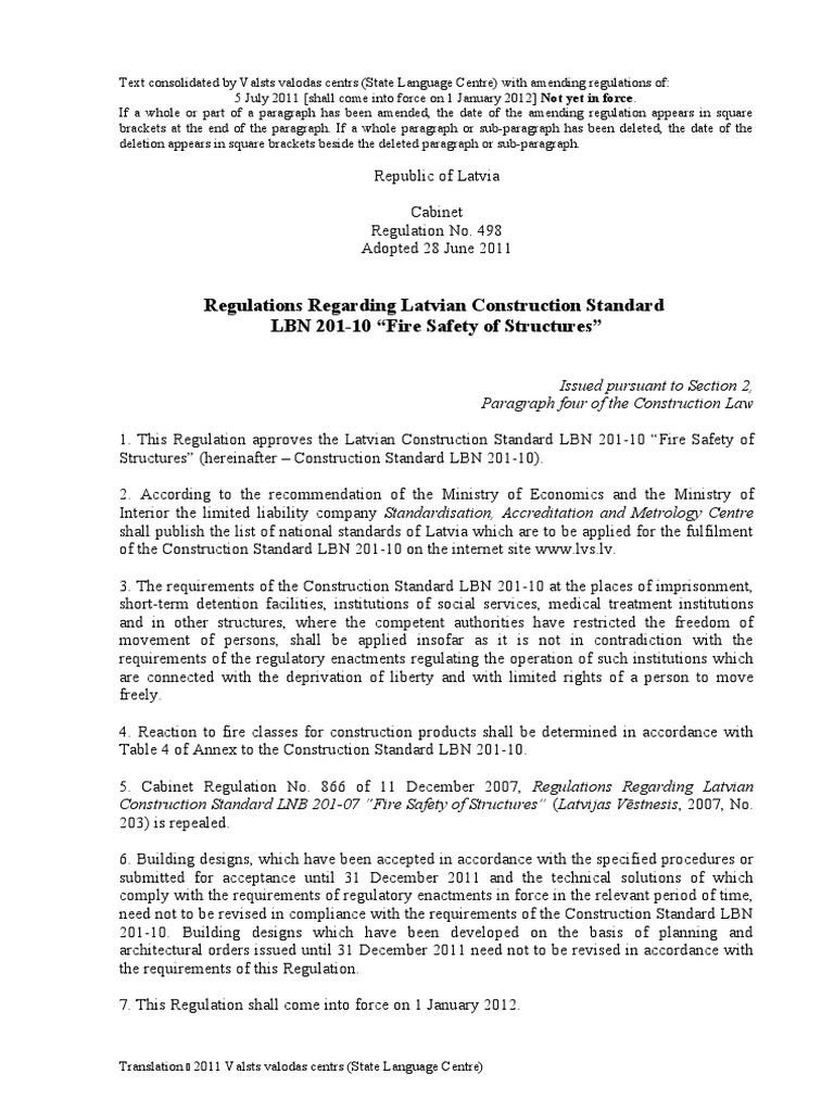 Cab. Reg. No. 498 - Latvian Construction Standard LBN 201-10 | PDF ...
