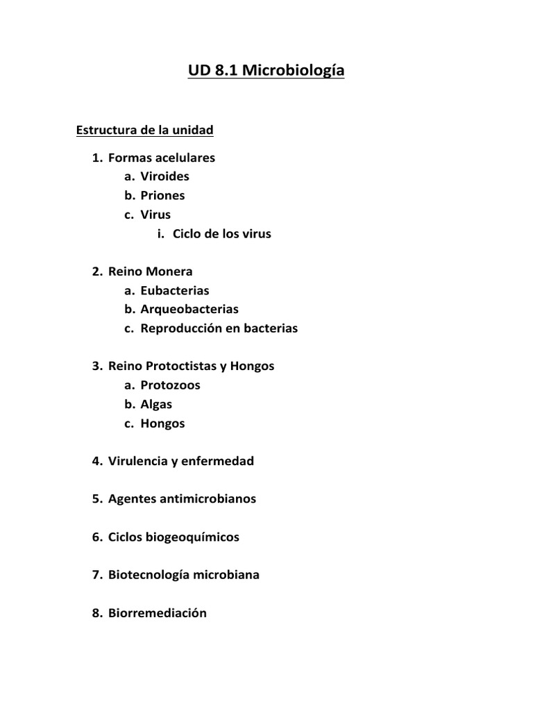 UD 8.1 Microbiología | PDF | Virus | Las bacterias