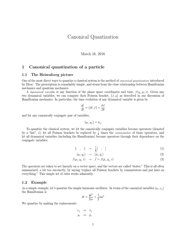 QFT03 Canonical Quantization | PDF | Hamiltonian (Quantum Mechanics) | Quantum Mechanics