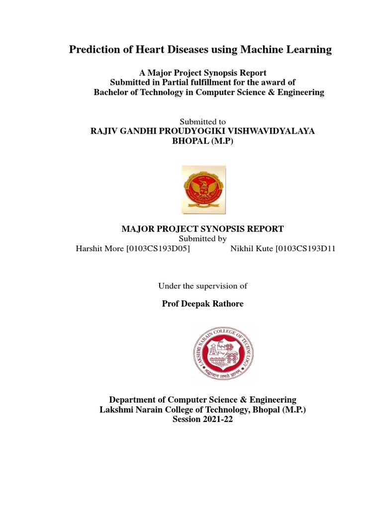 Heart Disease Prediction Synopsis | PDF | Data Mining | Machine Learning