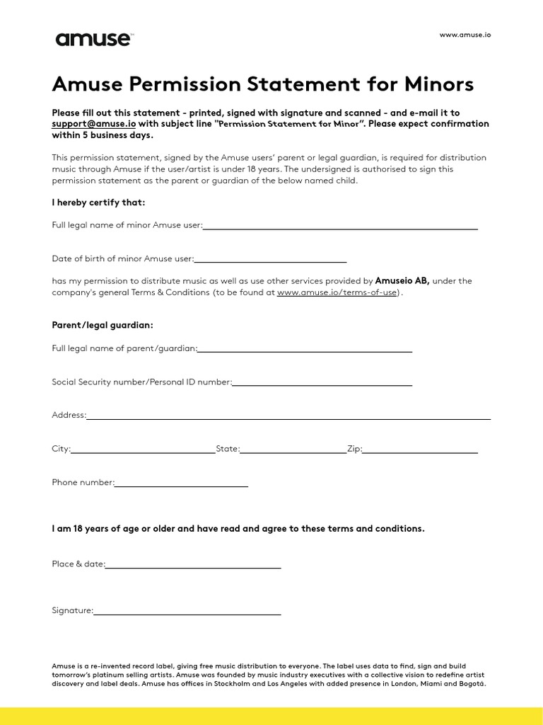 Minor Music Distribution Consent Form | PDF