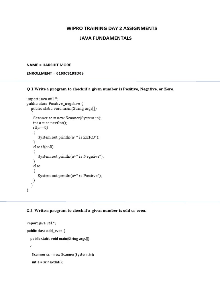 Wipro Training Day 2 Assignments Pdf Computer Engineering Computer Programming