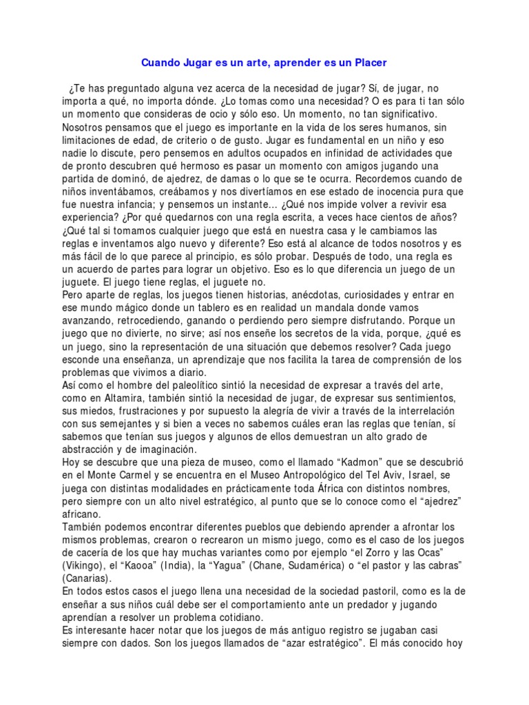 Juegos: Arte, Historia y Aprendizaje | PDF | Placer