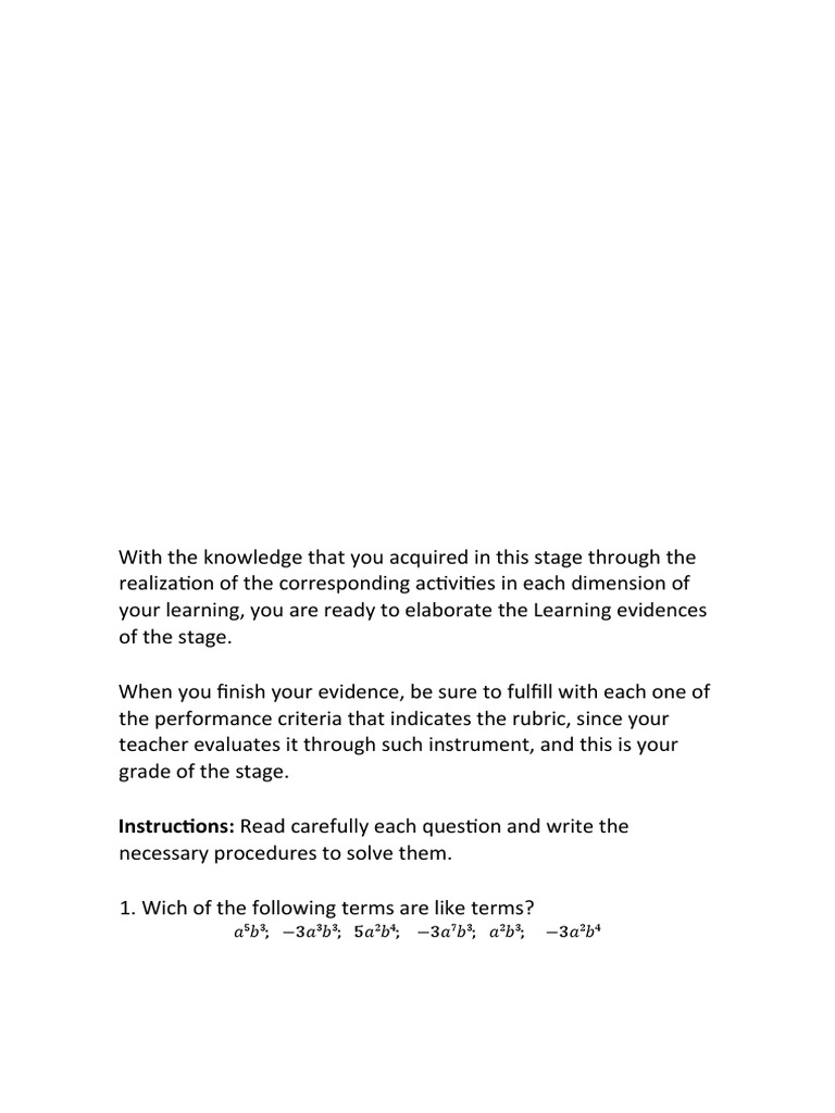 Learning Evidence for Algebra Concepts | PDF