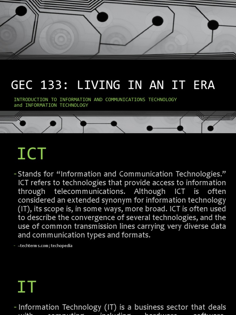 Understanding ICT in the IT Era | PDF | Information Technology ...