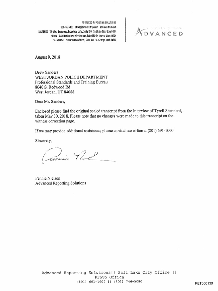 Officer Tyrell Shepherd Interview Transcript | PDF
