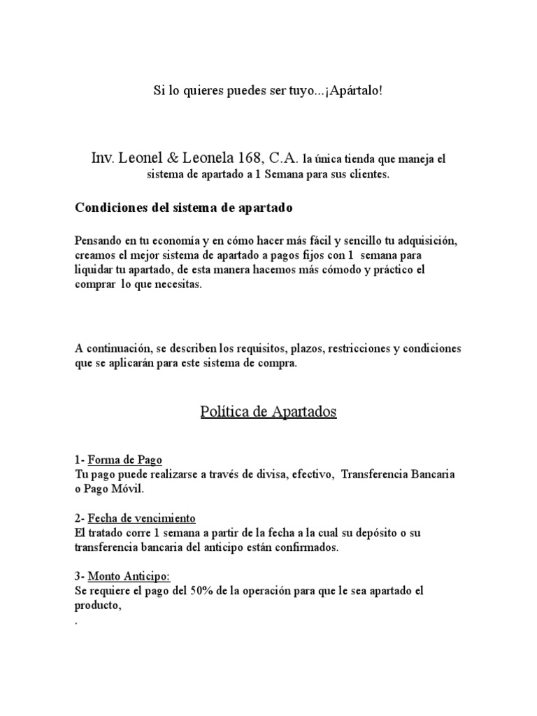 Sistema de Apartado | PDF