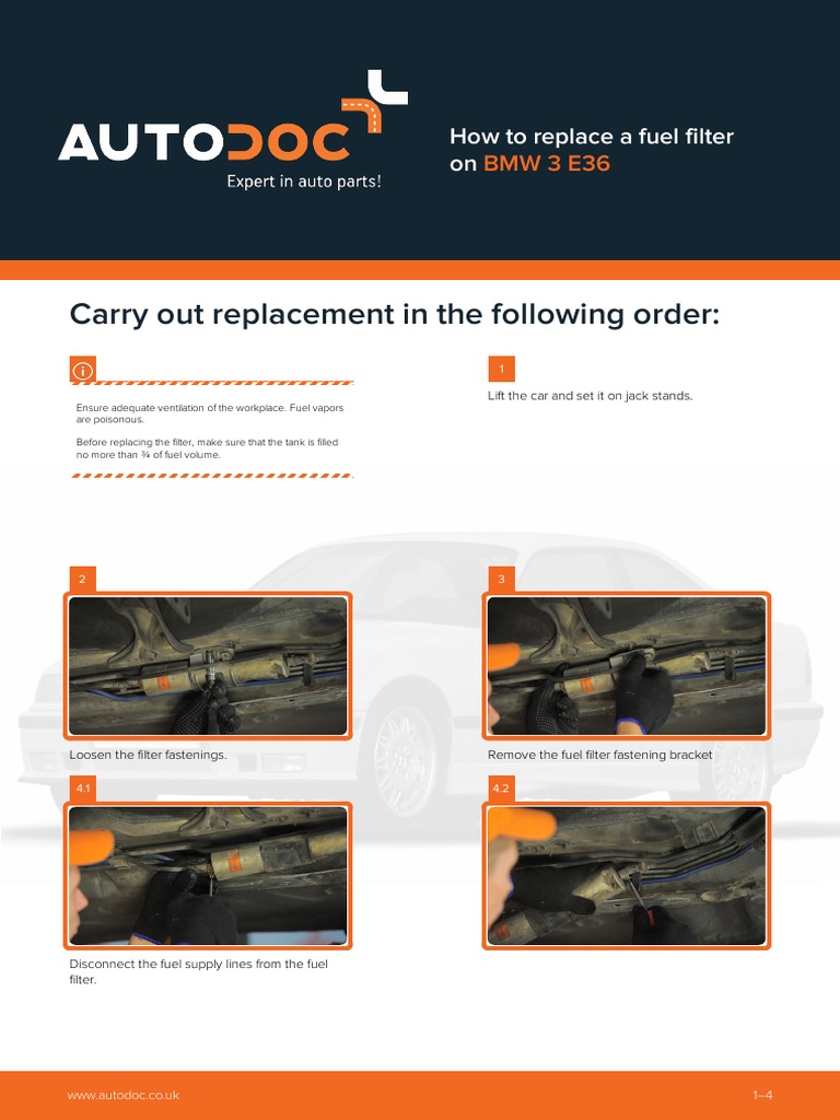 How To Replace A Fuel Filter On BMW 3 E36 | PDF | Car