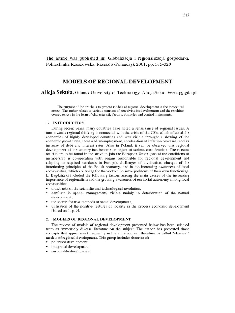 Models of Regional Development | PDF | Labour Economics | Economics