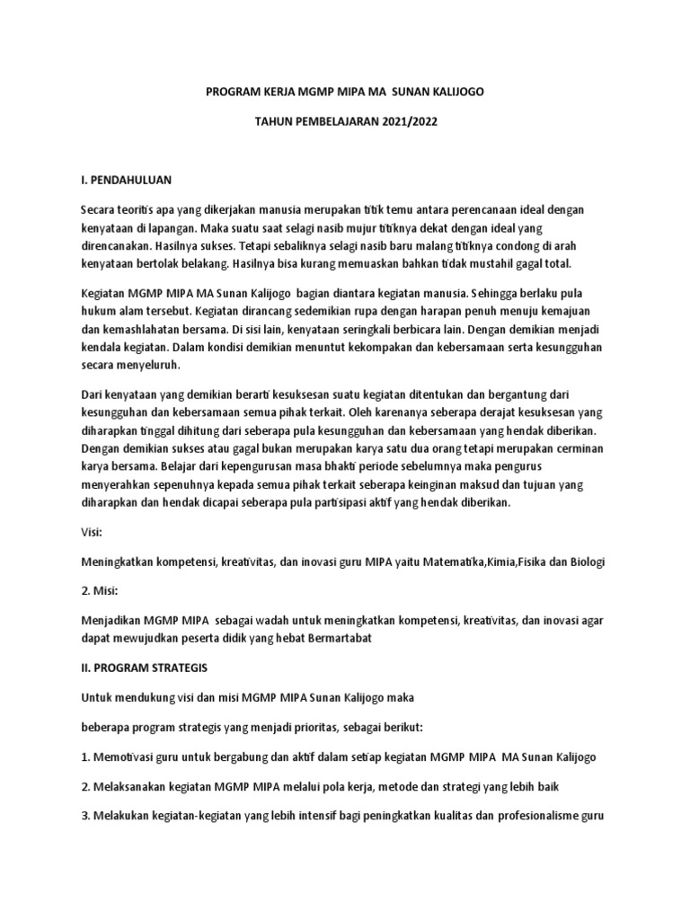 PROGRAM KERJA MGMP | PDF