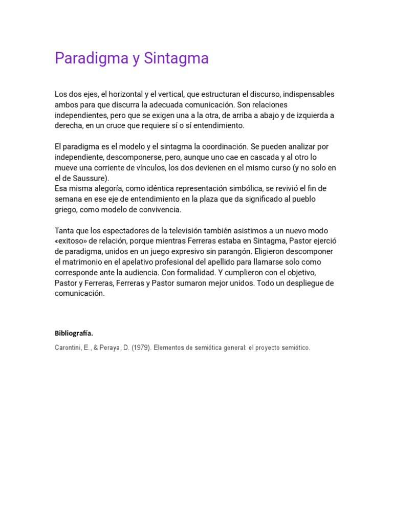 Paradigma y Sintagma | PDF