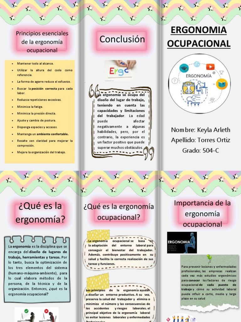 Triptico Ergonomia Ocupacional | PDF | Factores humanos y ergonomía | Ciencias de la Salud
