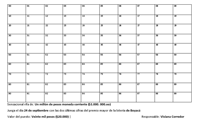 Boletos De Rifa De 100 Numeros Para Imprimir En Excel, 44% OFF